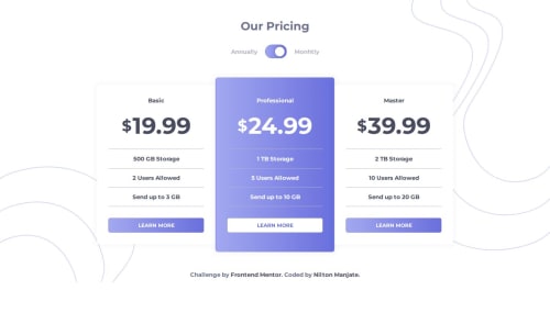Frontend Mentor | Dinamic content change using toggle switch coding challenge solution
