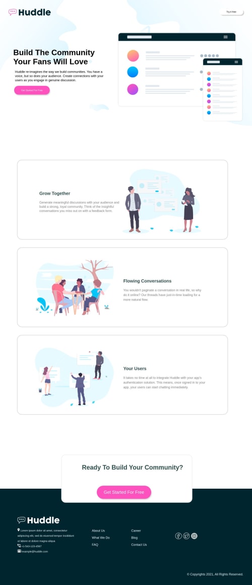 Huddle-Landing-Page coding challenge solution | Frontend Mentor