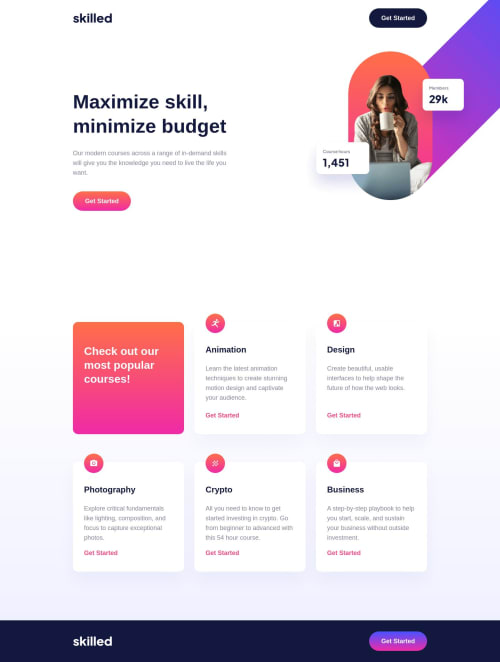 Frontend Mentor | Skilled elearning landing page (Next.js & Tailwind css) coding challenge solution