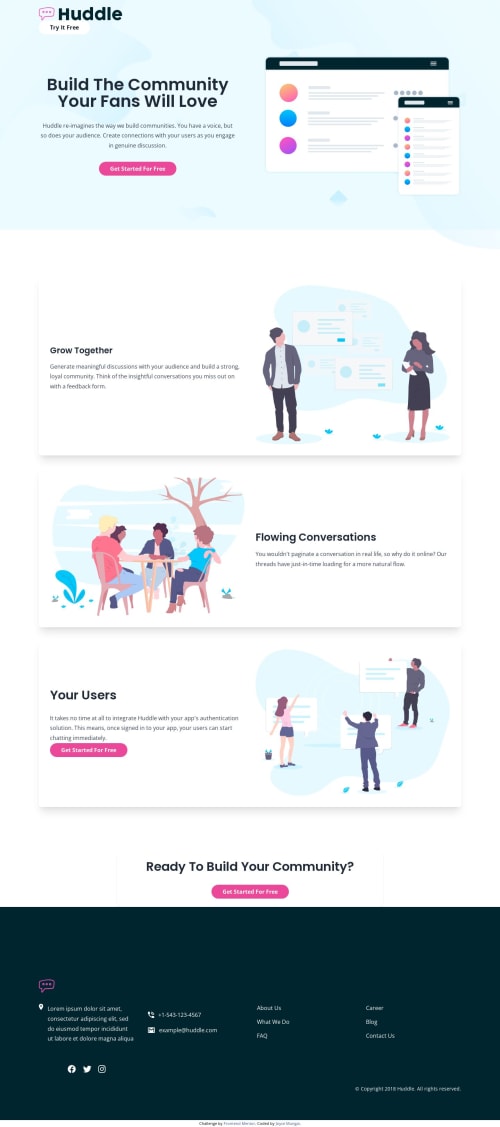 Frontend Mentor | Huddle Landing Page Alternate Feature Blocks coding challenge solution