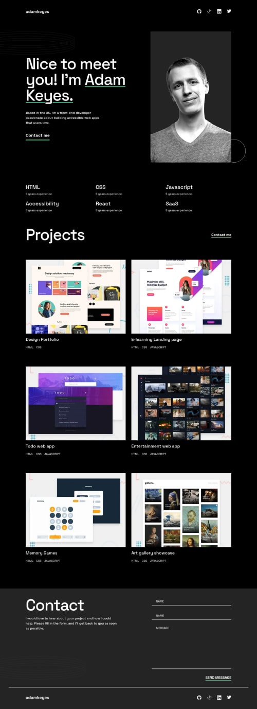 Frontend Mentor | Developer Portfolio - React, Typescript, Tailwind CSS coding challenge solution