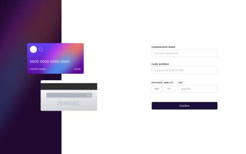 Frontend Mentor | interactive card - HTML CSS JS coding challenge solution
