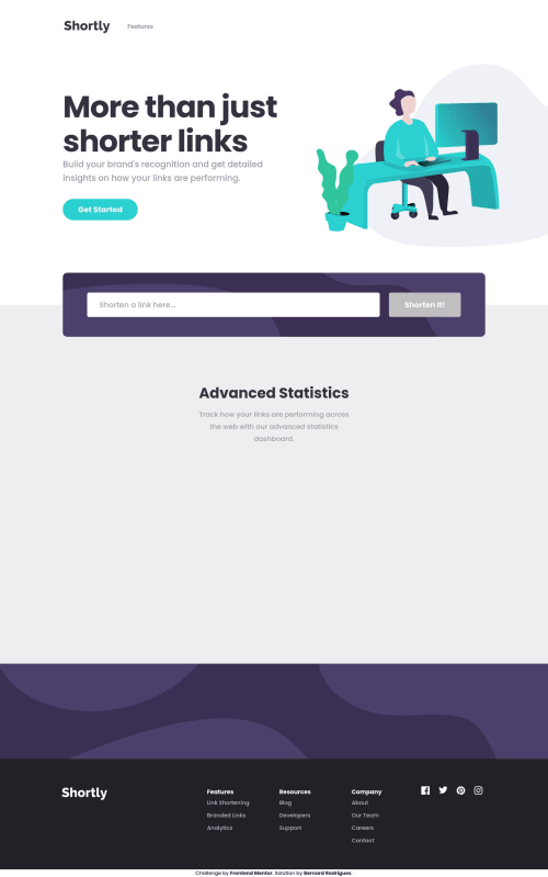 Frontend Mentor | URL Shortening API Landing Page using ReactJS and Styled-Components coding ...