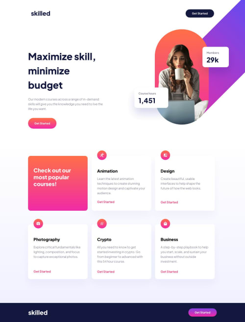 Skilled e-learning landing page using Astro & Tailwind coding challenge ...