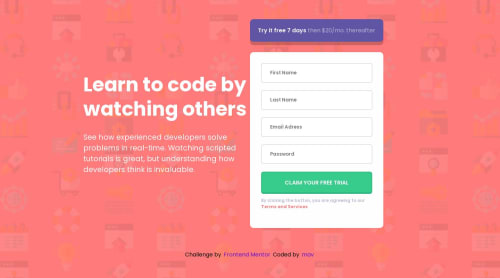 Frontend Mentor | Intro component, form validation coding challenge solution