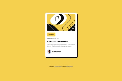 Frontend Mentor | Blog - Card Landing Page with HTML and CSS FlexBox coding challenge solution