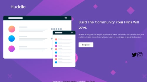 Frontend Mentor | Huddle Landing Page UI using HTML, CSS & Bootstrap coding challenge solution