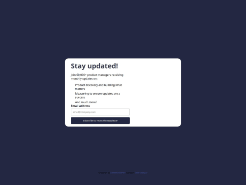 Newsletter signup using semantic html , css flexbox, js eventListeners coding challenge solution ...