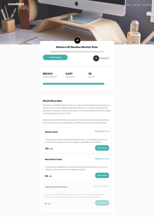 Frontend Mentor | Data-Driven Crowdfunding Product Page coding challenge solution