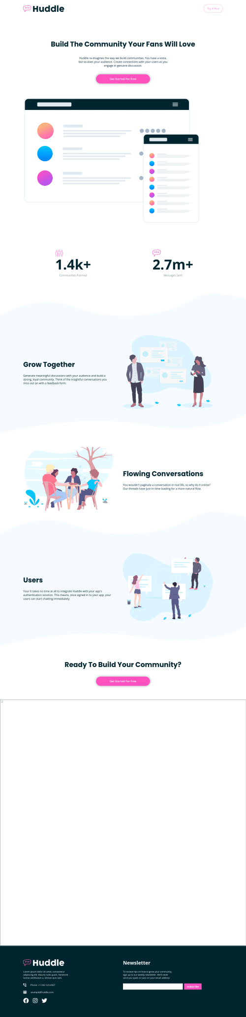 Frontend Mentor | responsive huddle landing page using css flexbox coding challenge solution
