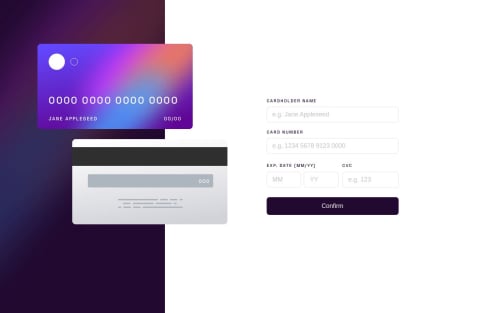 Frontend Mentor | Interactive card details form coding challenge solution