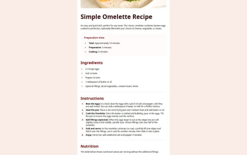 Frontend Mentor | Omelette Recipe using HTML and CSS only (VScode) coding challenge solution