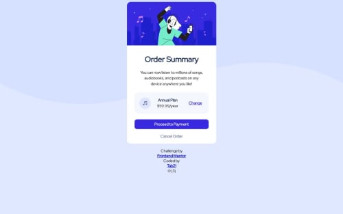 Order summary card solution using HTML and CSS coding challenge solution | Frontend Mentor