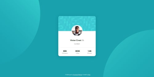 Responsive Profile Card using HTML & SCSS with flexbox coding challenge solution