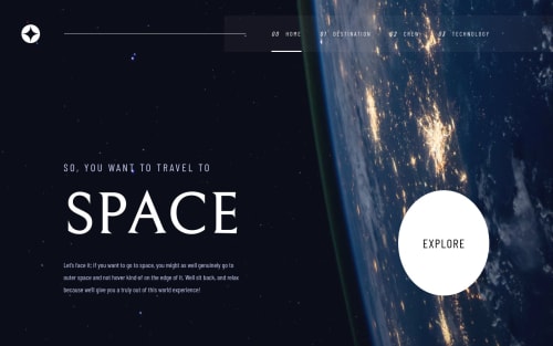 Space Tourism Website with aria accessibility and BEM coding challenge solution | Frontend Mentor