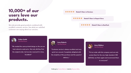 Frontend Mentor | Responsive Social Proof Section built with CSS Grid and Flexbox coding ...