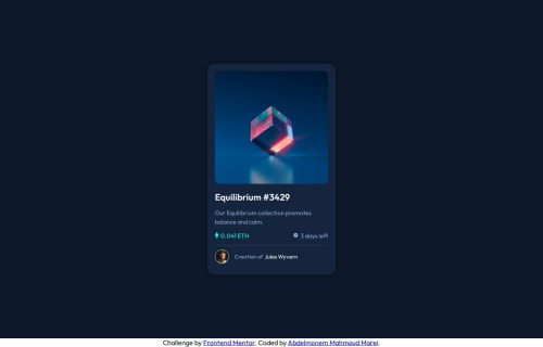 NFT Preview Card Component Challenge Using HTML | CSS | JS coding challenge solution