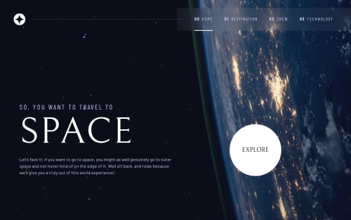 Frontend Mentor | Responsive Space Tourism Website Using HTML, CSS ,JS. coding challenge solution