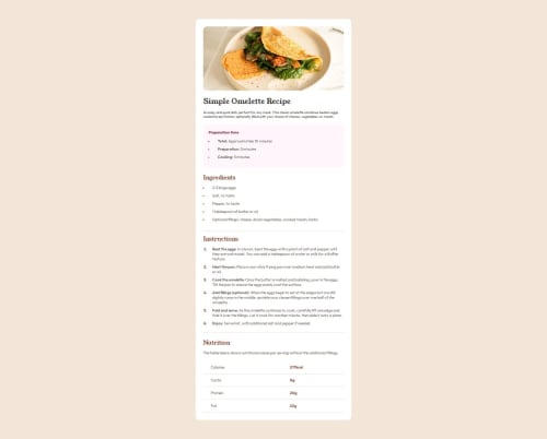 Frontend Mentor | Recipe page 🟫 [ Flexbox - Table ] coding challenge solution