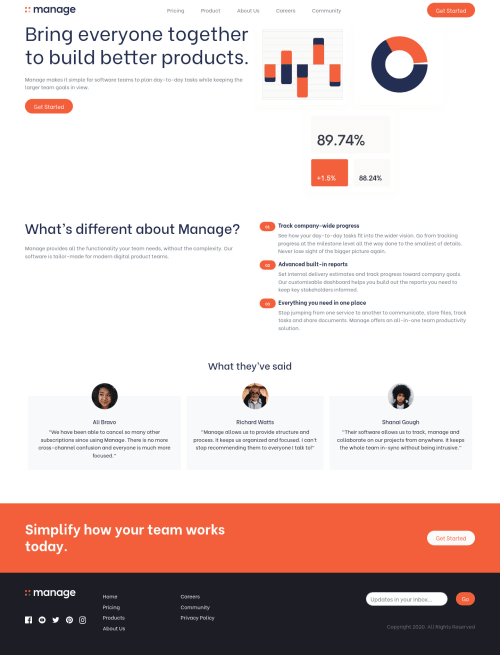 Frontend Mentor | Manage Landing Page with Bootstrap 5 coding challenge solution