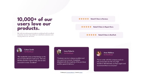 Frontend Mentor | Solution Social proof section coding challenge solution
