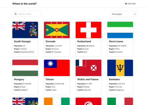 Countries Information coding challenge solution | Frontend Mentor
