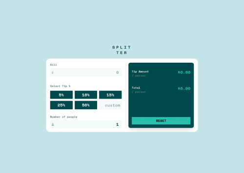Frontend Mentor | Tip Calculator app using Tailwind CSS and Vanilla JavaScript coding challenge ...