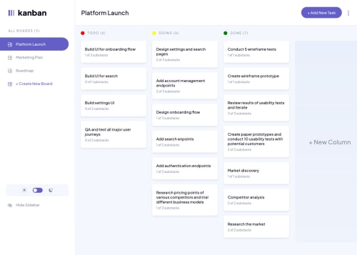 Frontend Mentor | Kanban task manager challenge coding challenge solution