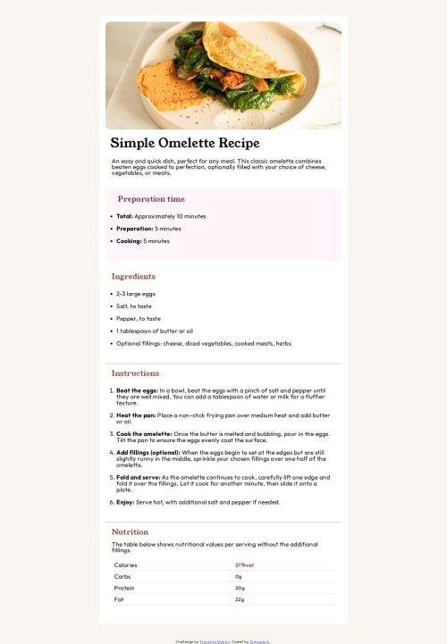 Frontend Mentor Recipe Page Project Coding Challenge Solution