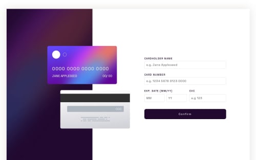 Frontend Mentor | Interactive-card-details-form HTML CSS JS coding challenge solution