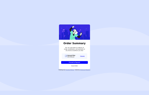 Order summary component using css flexbox and media query coding ...