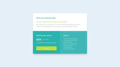 Frontend Mentor | Single price grid component using Tailwind CSS coding challenge solution