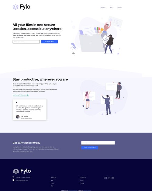Frontend Mentor | fylo-landing-page-with-two-column-layout-master, using HTML and CSS coding ...