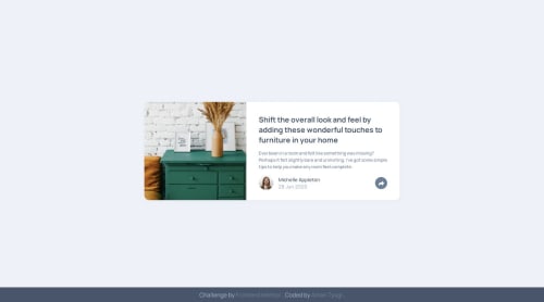 Frontend Mentor | Article Preview component using html css coding ...