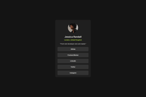 Social link profile card with HTML & CSS coding challenge solution | Frontend Mentor