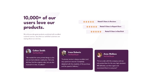 Responsive Social Proofs Section coding challenge solution