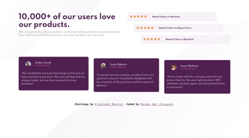 Frontend Mentor | responsive social proof section, scss, bem, css flexbox & grid coding ...