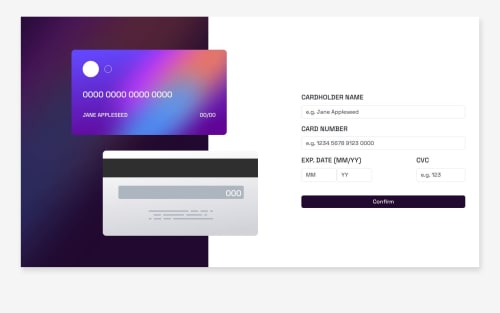 Interactive card details form using Bootstrap 5 coding challenge solution
