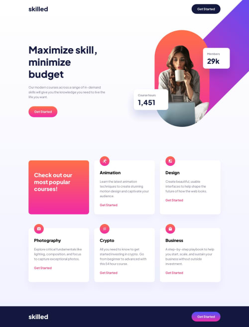 Frontend Mentor | Skilled e-learning landing page coding challenge solution