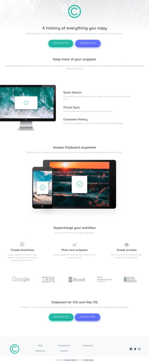 Frontend Mentor | Clipboard landing page using Bootstrap 5 coding challenge solution
