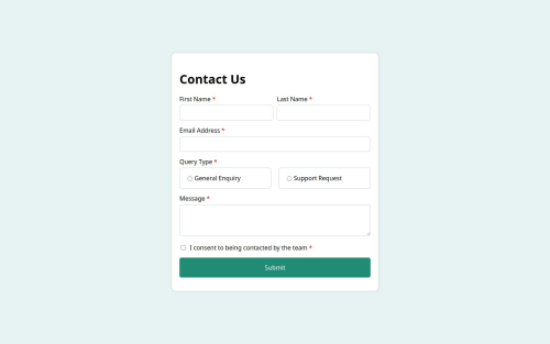 Responsive Contact Form using HTML,CSS and javaScript. coding challenge solution