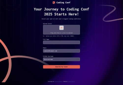 Frontend Mentor | Conference Ticket Generator coding challenge solution