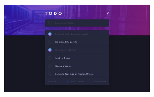 Frontend Mentor | Todo App with React and SCSS coding challenge solution Frontend Mentor | Todo App with React and SCSS coding challenge solution