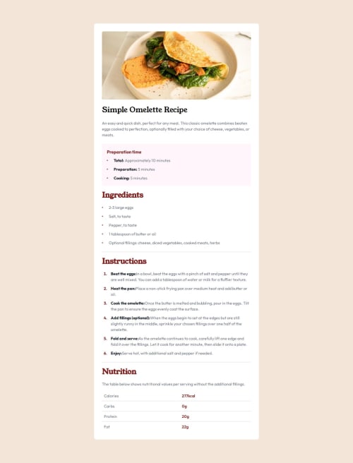use tailwindcss to implement recipe page coding challenge solution