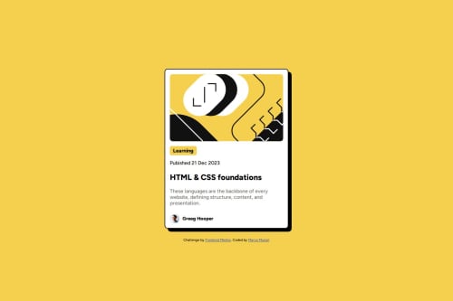 Frontend Mentor | Blog Preview Card [HTML & CSS] coding challenge solution