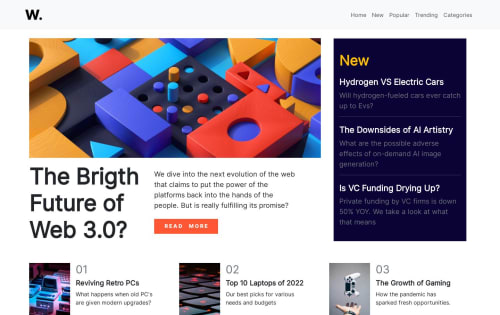 Frontend Mentor | News Main Page - React - CSS - HTML - React Bootstrap coding challenge solution