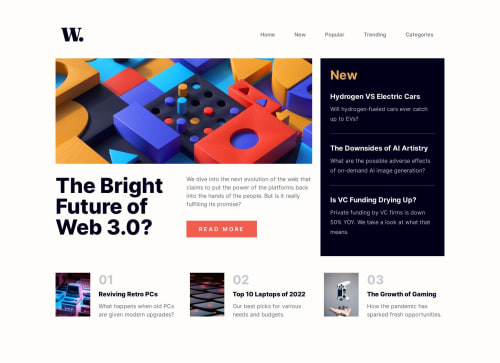 Responsive News Homepage with React & Tailwind CSS coding challenge solution | Frontend Mentor
