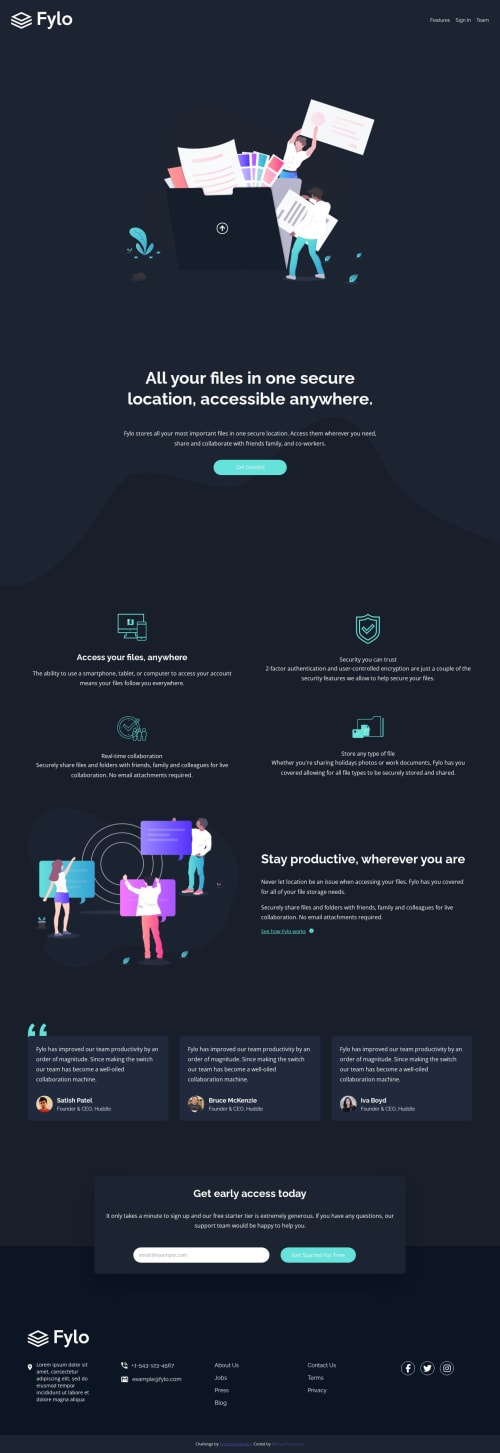 Responsive landing page using CSS Grid and Tailwind CSS coding challenge solution | Frontend Mentor