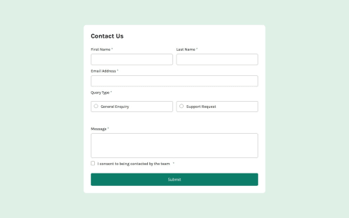 Frontend Mentor Contact Form With Html Css And Js Coding Challenge Solution