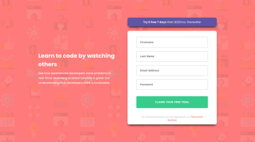 Frontend Mentor | intro component with signup form using HTML CSS JS. coding challenge solution